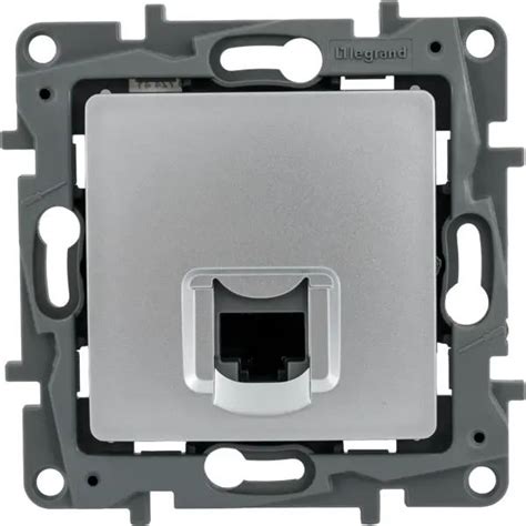 Розетка компьютерная встраиваемая Legrand Etika Rj45 Utp Cat 5e цвет алюминий купить по низкой