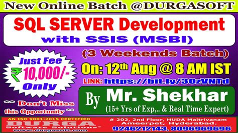 Sql Server Development 3 Weekends Batch Online Training Durgasoft Youtube