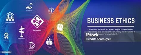 비즈니스 윤리 웹 배너와 정직 성실 헌신 그리고 결정 된 아이콘 세트 고급에 대한 스톡 벡터 아트 및 기타 이미지 고급 기업 비즈니스 기업 재무와 산업 Istock