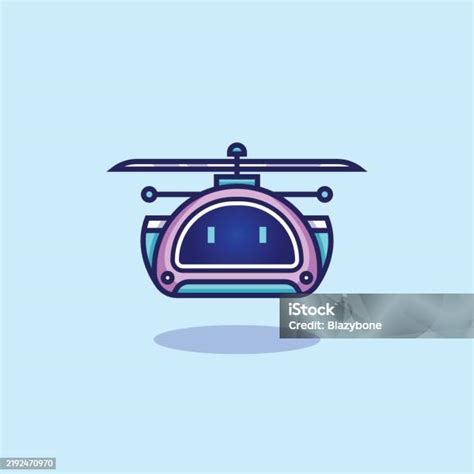 간단한 현대 재미 귀여운 비행 로봇 헬리콥터 블레이드 만화 플랫 아이콘 벡터 일러스트 레이 션 디자인 갈고리 발톱에 대한 스톡 벡터 아트 및 기타 이미지 Istock
