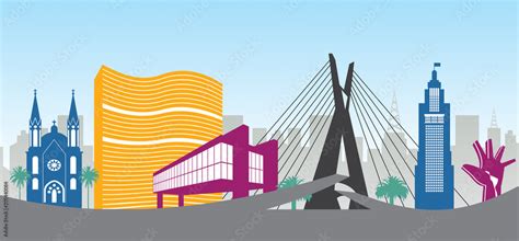 Vetor De Ilustração Dos Principais Pontos Turísticos Da Cidade De São