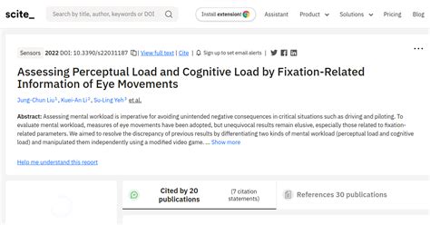 Citation Report Assessing Perceptual Load And Cognitive Load By Fixation Related Information