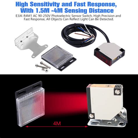 Indoor Outdoor Wall Mounted Photoelectric Sensor Switch Ac 90 250v 3a E3jk R4m1 Retroreflective