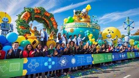 Stem Day Parade Celebrating Science Tech Engineering Math With Festive