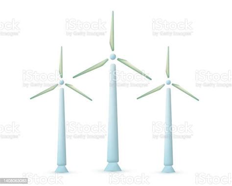 에코 에너지 3d 풍력 터빈 환경 친화적이고 재생 가능하며 지속 가능하고 대체 가능한 에너지의 상징입니다 벡터 일러스트 레이 션 풍력발전기에 대한 스톡 벡터 아트 및 기타