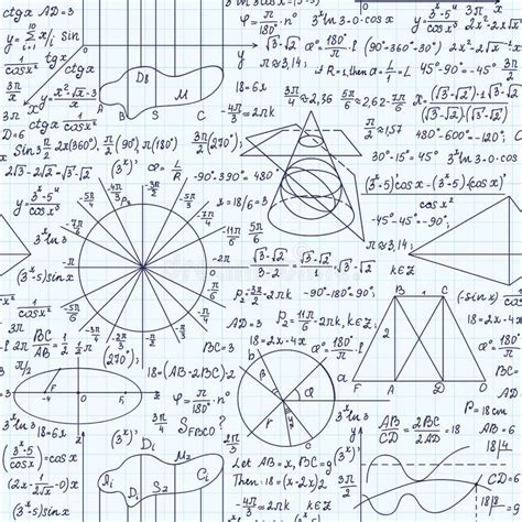 Math Educational Vector Seamless Pattern With Formulas Equations And Geometrical Figures