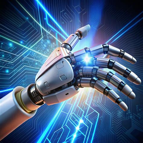 Robotic Hand Interfacing With Difurans Quantum Computer Stock Illustration Illustration Of