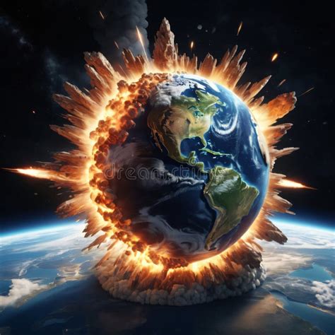 Earth Exploding In Flames Stock Illustration Illustration Of Fantastic