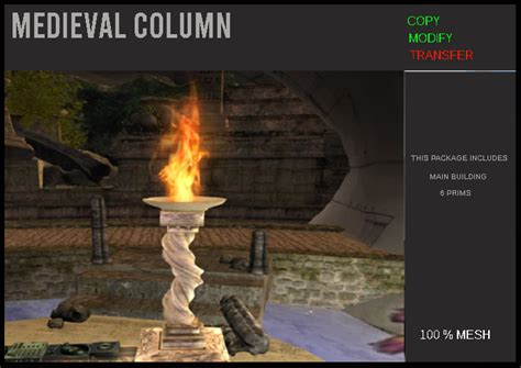 Second Life Marketplace Medieval Column Torch