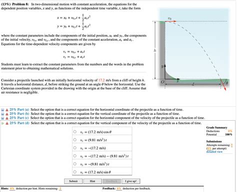 Problem In Two Dimensional Motion With Chegg