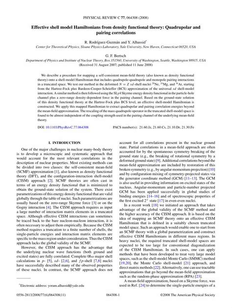 Pdf Effective Shell Model Hamiltonians From Density Functional Theory