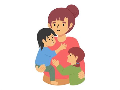 Premium Vector Hand Drawn Mom Two Daughter Illustration