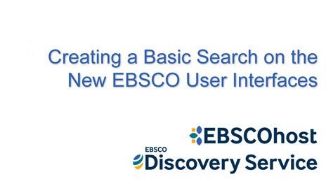 Basic Search on the New EBSCO User Interfaces - Tutorial - YouTube