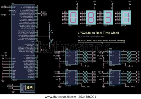 Vector Electrical Circuit Real Time Clock Assembled Stock Vector Royalty Free 2534586001