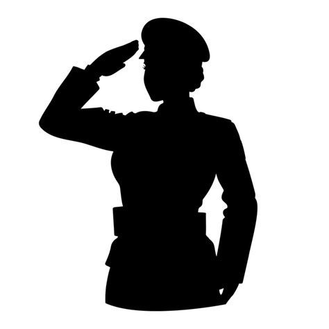 Premium Vector Soldier Woman Salute Silhouette Vector Illustration