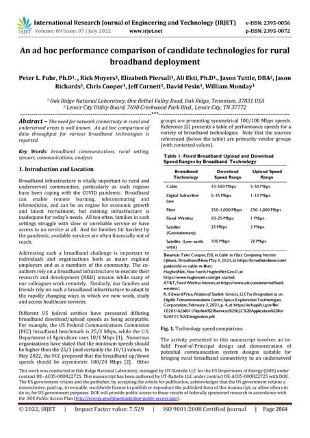 An Ad Hoc Performance Comparison Of Candidate Technologies For Rural