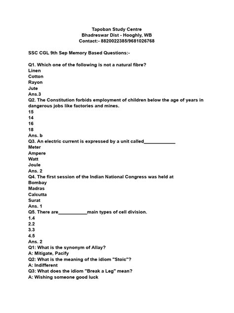 Ssc Cgl 091024 Memory Based Pdf