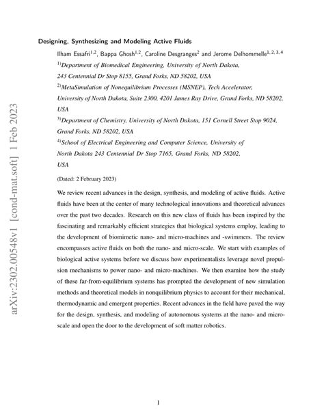 Pdf Designing Synthesizing And Modeling Active Fluids