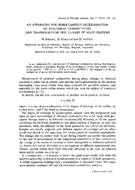 Pdf An Apparatus For Simultaneous Determination Of Electrical Conductivity And