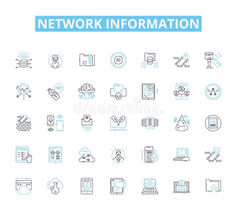 Network Information Linear Icons Set Connectivity Bandwidth Firewall