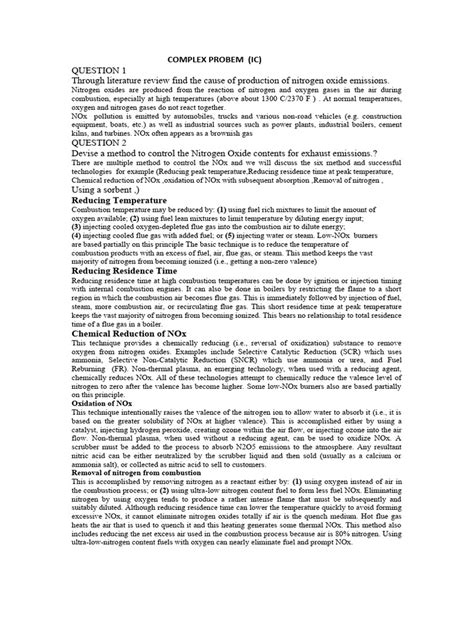 Complex Probem Ic Pdf N Ox Combustion