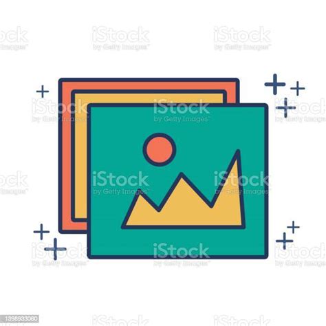 이미지 아이콘 벡터 일러스트 레이 션 글리프 스타일 디자인 색상 및 더하기 기호 흰색 배경에 고립되어 있습니다 Gallery Opening에 대한 스톡 벡터 아트 및 기타