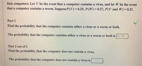 solved sick computers let v be the event that a computer