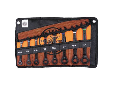 Klein Tools 69408g 90 Tooth Ratcheting Combo Wrench Set Sae 8 Piece