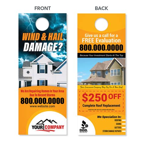 Storm Damage Roofing Door Hanger Designed And Printed Free Shipping