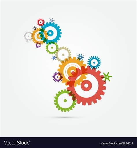 Abstract Colorful Cogs Gears On White Background