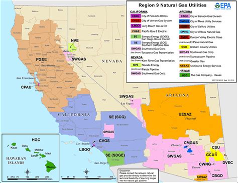 Natural Gas Providers Pacific Southwest Region 9 Us Epa