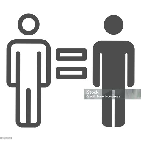 백인과 흑인 라인 아이콘의 평등 개념 동등한 사람들이 흰색 배경에 서명 흑인과 백인아이콘 개요의 삶의 동등한 가치 벡터 그래픽