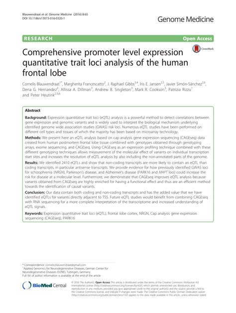 Pdf Comprehensive Promoter Level Expression Quantitative Trait Loci