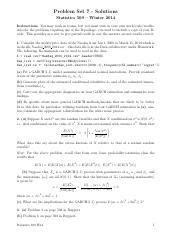 Homework 7 Solns Problem Set 7 Solutions Statistics 509 Winter 2014 Instructions You May