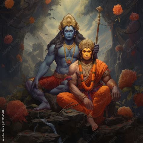 Lord Hanuman And Lord Ram Generative Ai 622165611 Zabytki Religijne