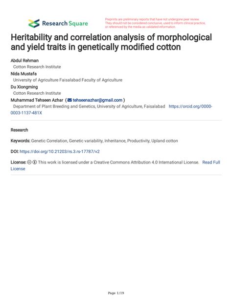 pdf heritability and correlation analysis of morphological and yield