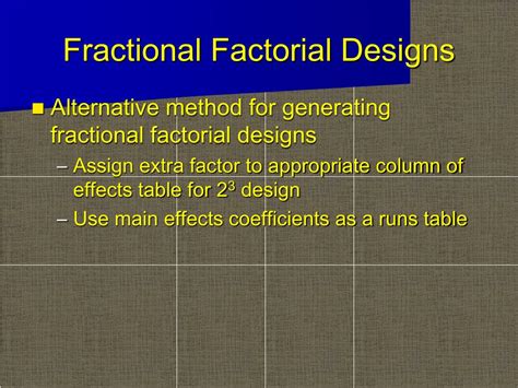 Ppt Fractional Factorial Design Powerpoint Presentation Free