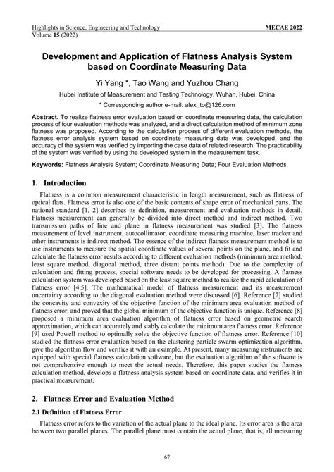 Pdf Development And Application Of Flatness Analysis System Based On