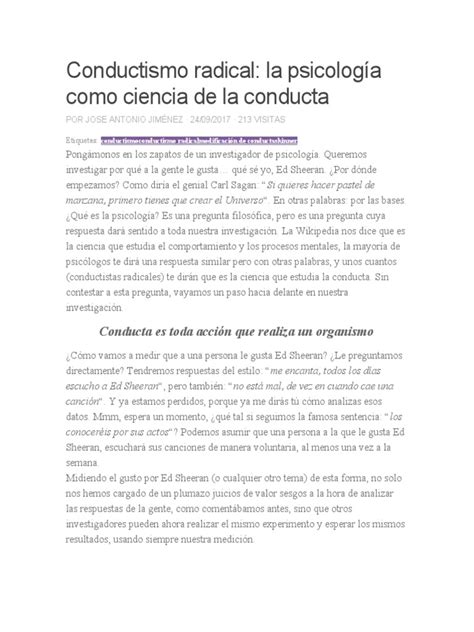 Conductismo Radical Pdf Behaviorismo Pensamiento