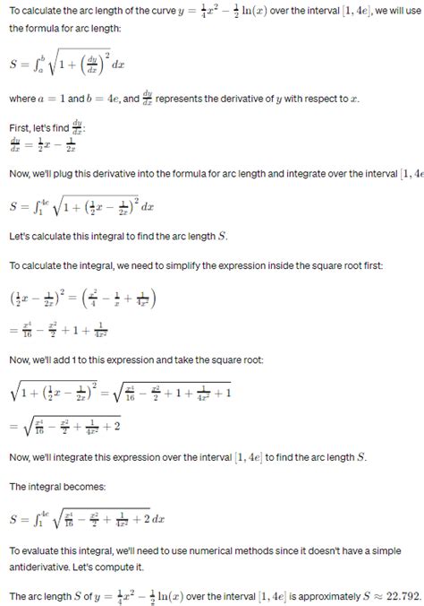 [solved] following below calculate the arc length of y 4x2 in x