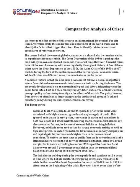 Comparative Analysis Of Crises Pdf Banks Business Cycle