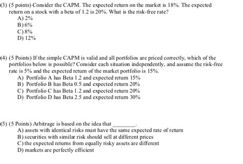 Solved Points Consider The CAPM The Expected Return Chegg