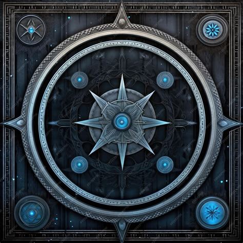 Premium Ai Image Blue Zodiac Tarot Compass Elemental Illustration Art