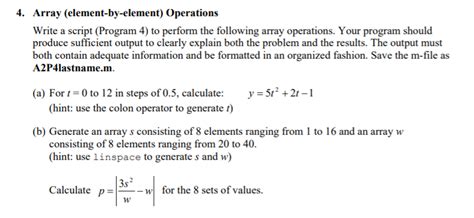 Solved 4 Array Element By Element Operations Write A