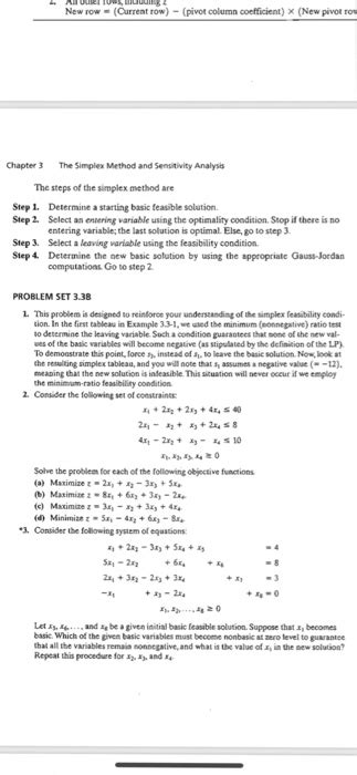 Solved New Row Current Row Pivot Column Coefficient X