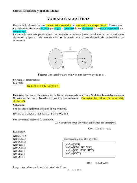 Sem4 Clase Variable Aleatoria Distrib Probab Variable Discreta Pdf