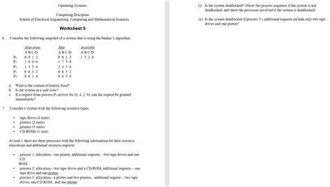 Solved Operating Systems Computing Discipline School Of Chegg