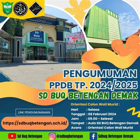 Pengumuman Ppdb Ta 2024 2025 Sd Buq Demak