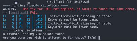l011 aliasing preference for tables wrongly flagged as violation