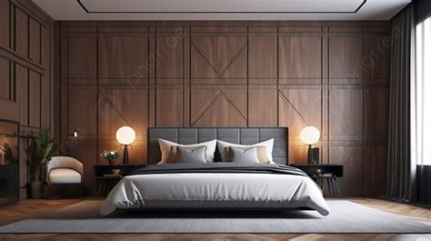 푹신한 벽 판넬이 있는 침실 인테리어 디자인 멋진 3d 렌더 실내 건축 호화로운 벽 벽 배경 일러스트 및 사진 무료